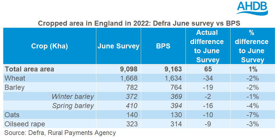 Analyst insight: BPS area lower than June survey for major crops | AHDB