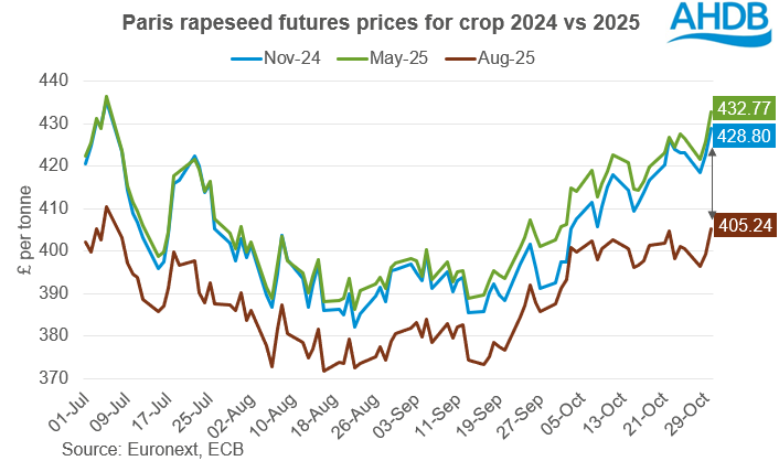 2025 rapeseed futures prices down vs crop 2024: Grain market daily | AHDB