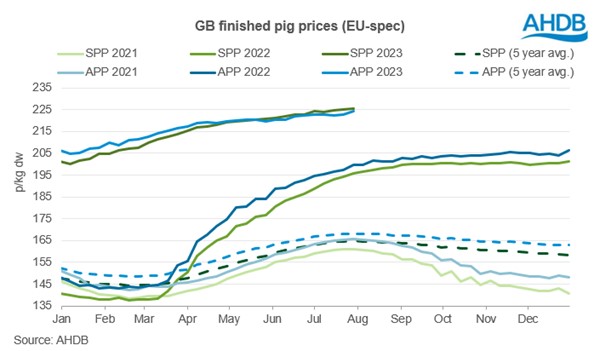 July pig prices: growth continues as SPP hits 225p | AHDB