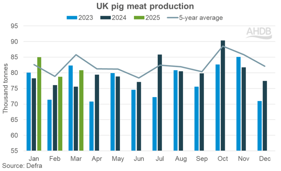 UK pig meat production: Q1 2025 marches upwards | AHDB