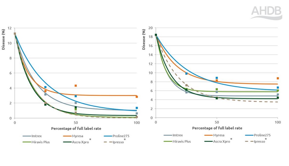 Fungicide performance dose-response curves for winter barley | AHDB